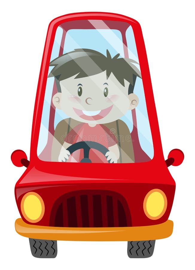 Boy driving red car stock vector. Illustration of driving - 78349459