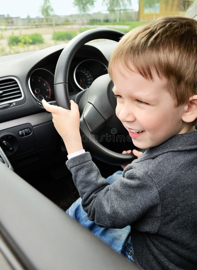 Boy Driving Vertical Closeup Stock Image - Image of closeup, enjoyment ...