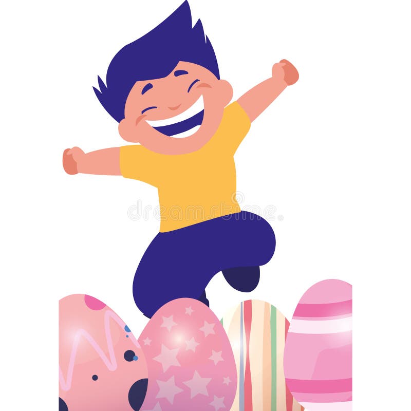 Boy with easter eggs stock vector. Illustration of beautiful - 141258140