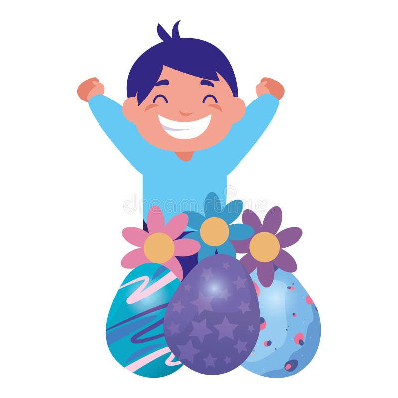 Boy with easter eggs stock vector. Illustration of childhood - 141257697