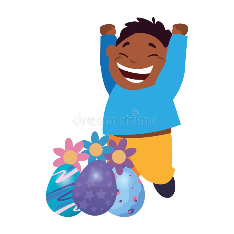 Boy with easter eggs stock vector. Illustration of eggs - 141258027