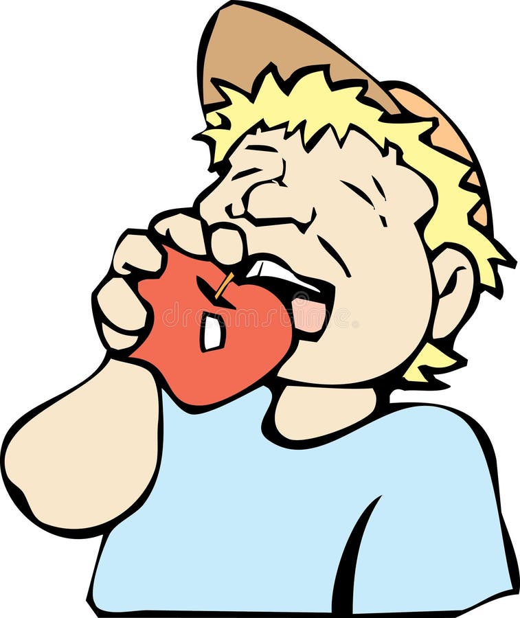 Boy Eating Apple stock vector. Illustration of hungry - 9394599