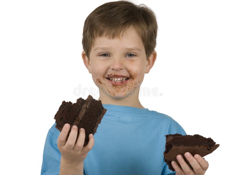 Boy Eating Cake stock image. Image of yummy, party, mess - 9248153