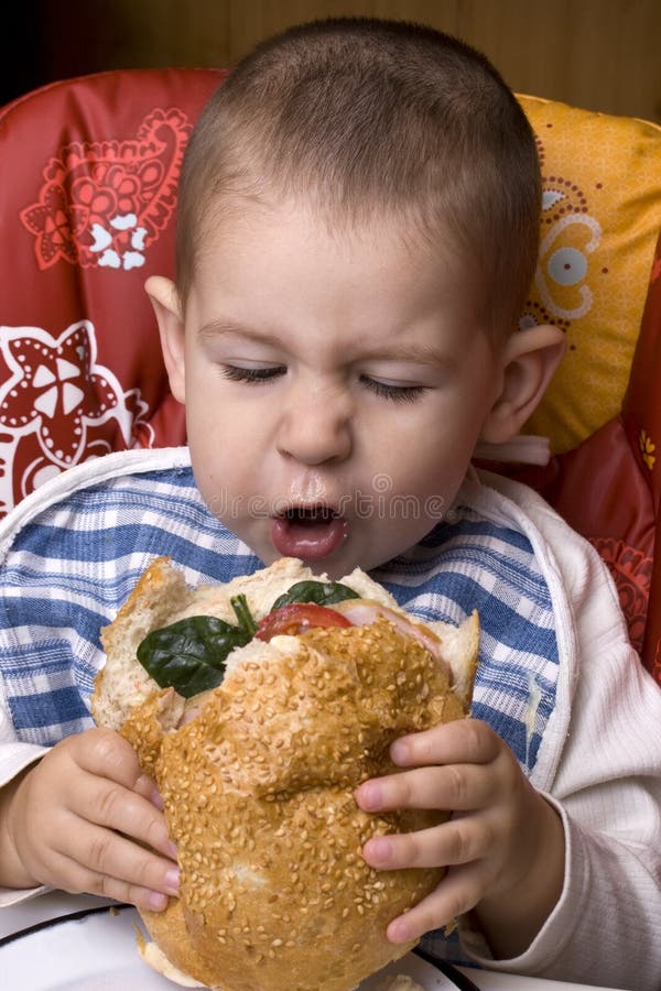 Boy eating hamburger stock image. Image of food, beef - 17056029