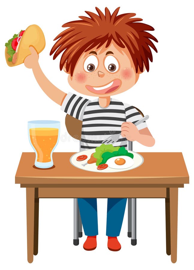 Boy Eating Breakfast Clipart Stock Illustrations – 179 Boy Eating ...