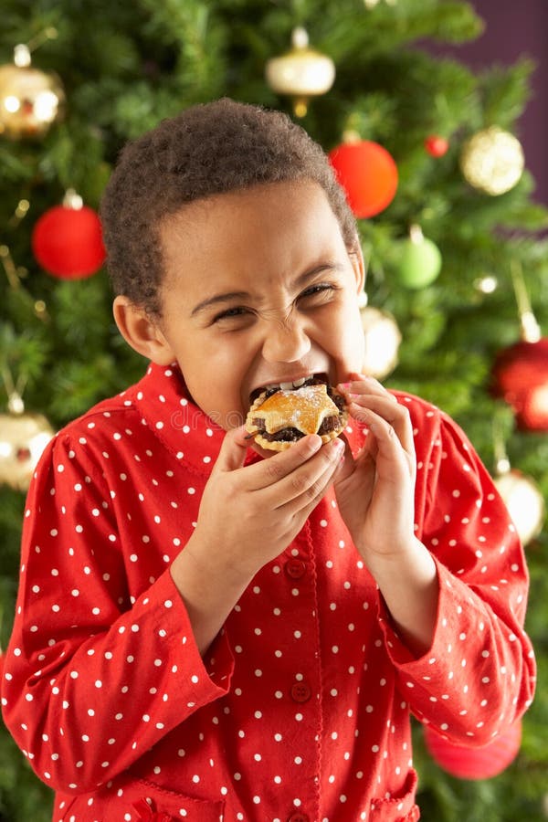 2+ Boy eating mince pie front christmas tree Free Stock Photos ...