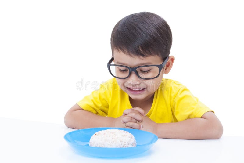 Boy eating rice. stock photo. Image of plant, thai, hood - 47732110