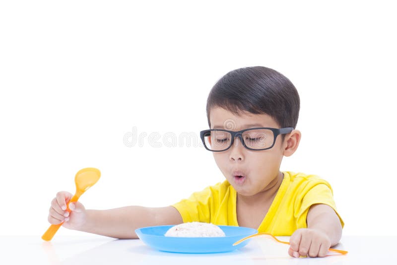 Boy eating rice. stock photo. Image of rock, food, asia - 47719810