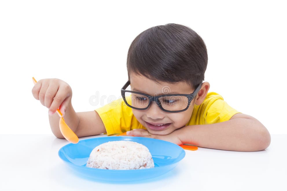 Boy eating rice. stock photo. Image of thai, food, delicious - 47729142
