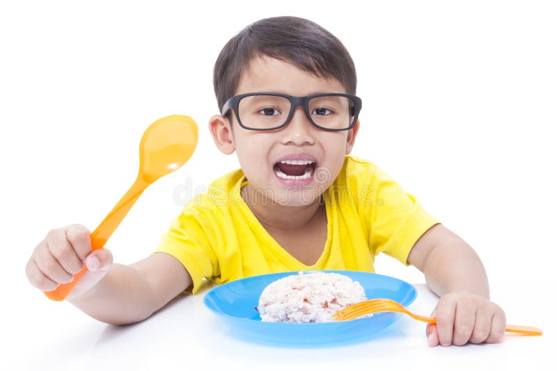 Boy not wanting to eat stock image. Image of mother, isolated - 48063639