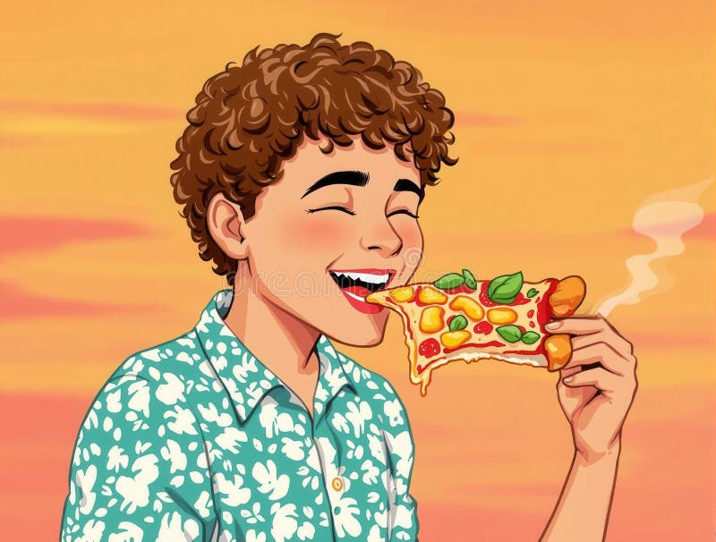 Cartoon Boy Eating Pizza Stock Illustrations – 405 Cartoon Boy Eating ...
