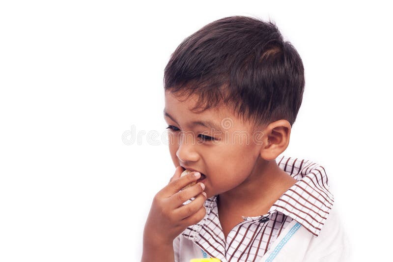 Boy eating snack food stock photo. Image of cute, crispy - 65175370
