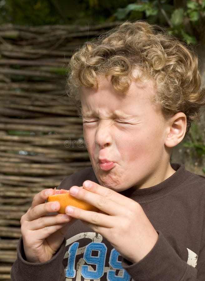 Cute Baby Boy Eating Sour Cherry Outdoor Stock Photo - Image of healthy ...