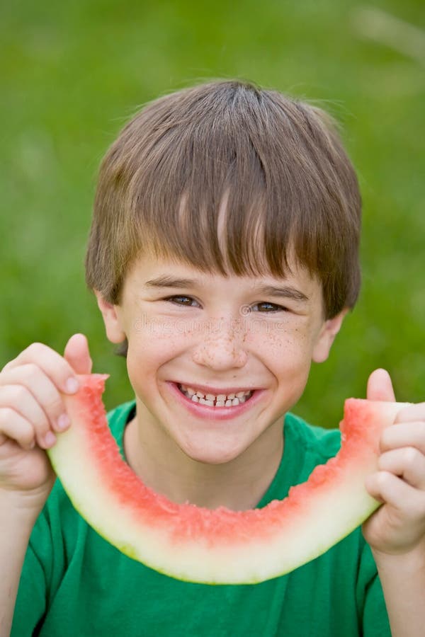 Boy Eating Watermelon stock image. Image of happiness - 5577665