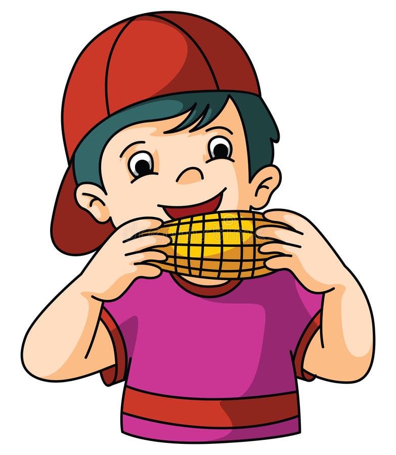 Boy Eating Corn Illustration Stock Illustrations – 101 Boy Eating Corn ...
