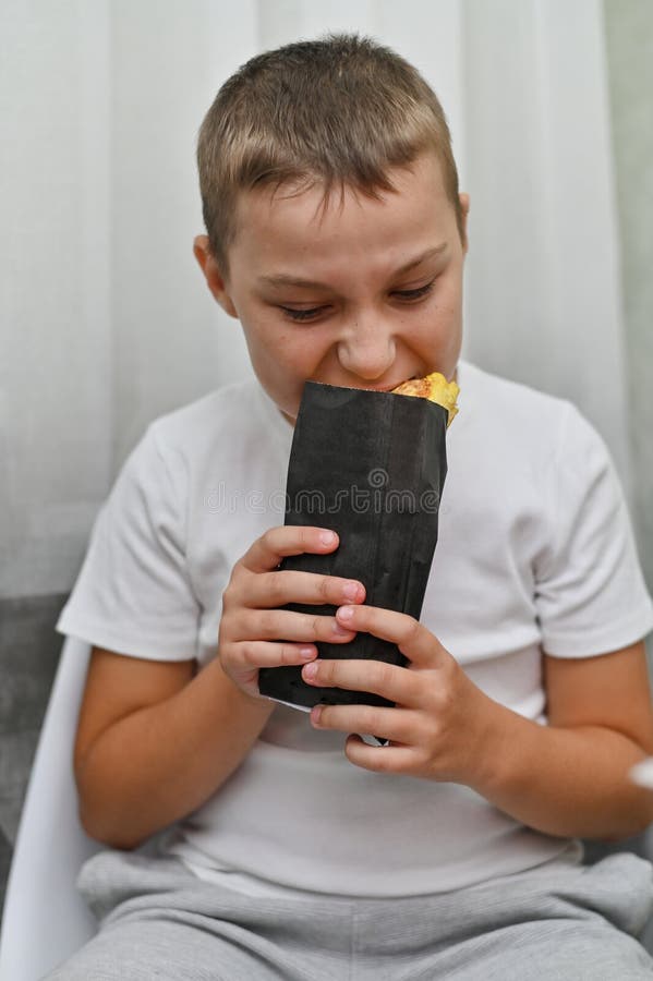 Boy Eats Shawarma Appetite Stock Photos - Free & Royalty-Free Stock ...