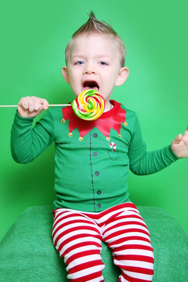 The boy elf stock image. Image of december, funny, green - 22237643