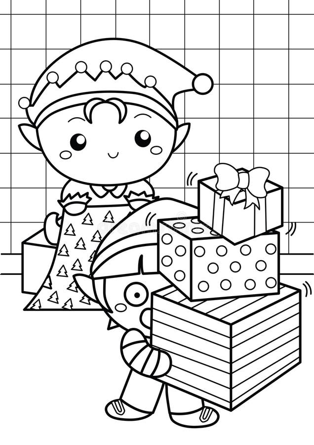 Boy Elves is so Busy Preparing Presents Stock Vector - Illustration of ...