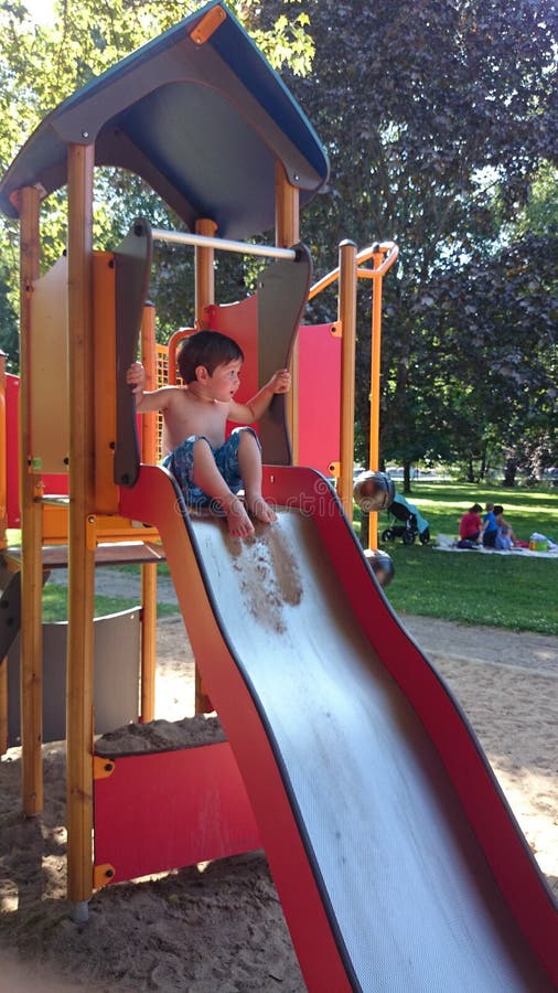Boy Enjoy Playing in the Park Stock Image - Image of child, park: 93079895