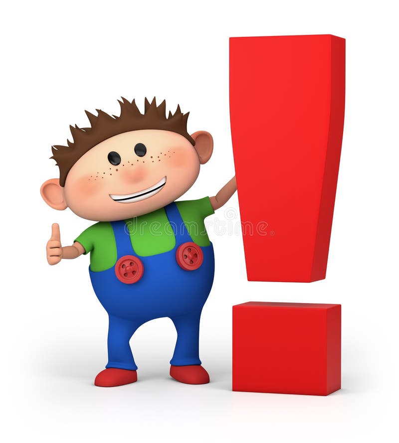 Boy with exclamation mark stock illustration. Illustration of person ...