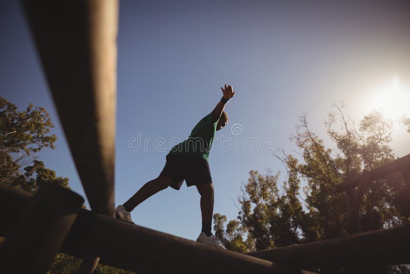 Low Section of Kid Walking on Obstacle during Obstacle Course Stock ...