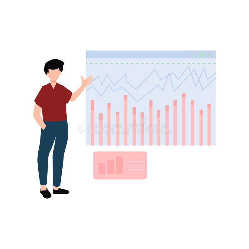 Boy Explaining about Business Data Graph Stock Illustration ...