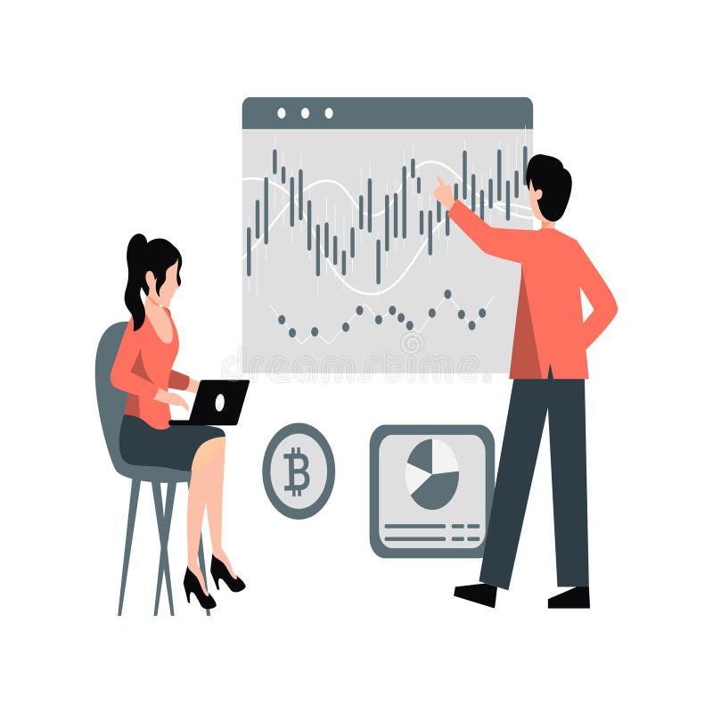 Boy is Explaining Business Graph To Girl Stock Illustration ...