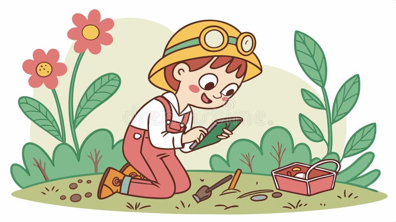 Boy Exploring with Magnifying Glass, Nature Discovery, Outdoor Science ...
