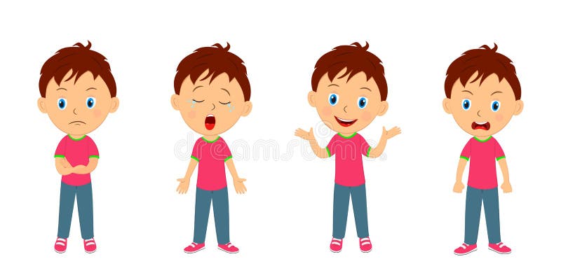 Boy expresses emotions stock vector. Illustration of stop - 202661472