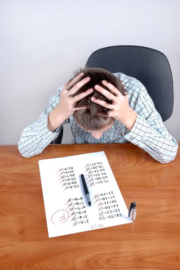 Boy with F grade stock photo. Image of study, young, student - 12302672
