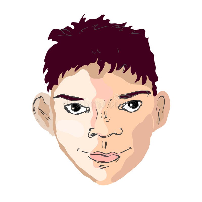 Boy Face Drawing Looking Right Stock Vector - Illustration of character ...