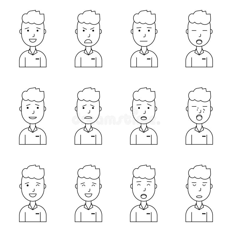 Boy Face Expressions, Set Collection Stock Vector - Illustration of ...