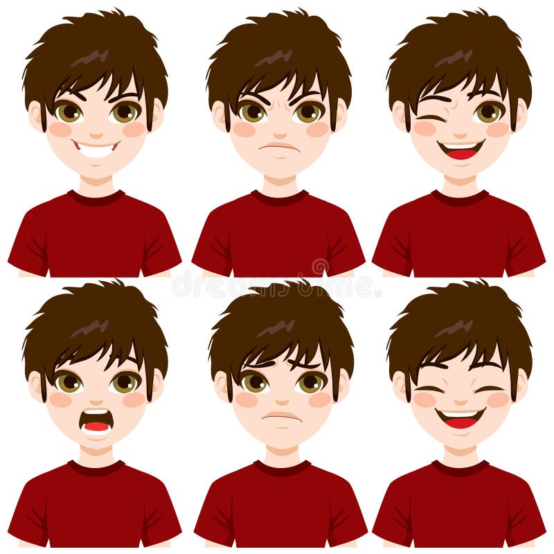 Teenage Boy Face Expressions Stock Vector - Illustration of expressions ...