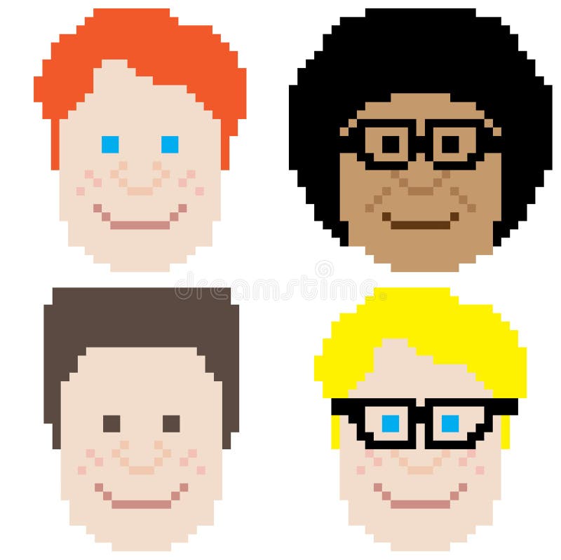 Boy face pixel art stock vector. Illustration of young - 48160189