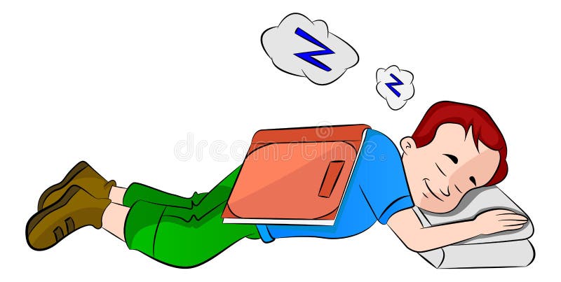 Boy Falling Asleep while Studying, Illustration Stock Vector ...