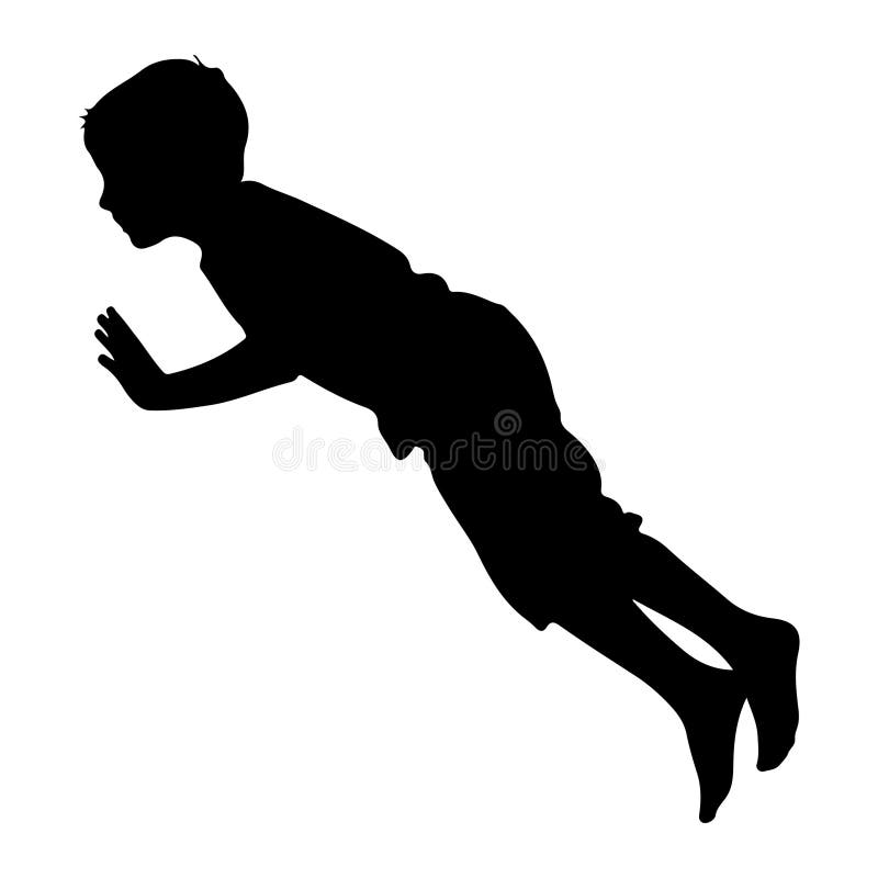Boy Falling Forward Silhouette Motion Action Stock Vector ...