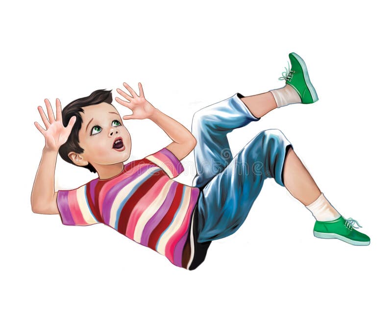 Boy falls down stock illustration. Illustration of move - 231982474