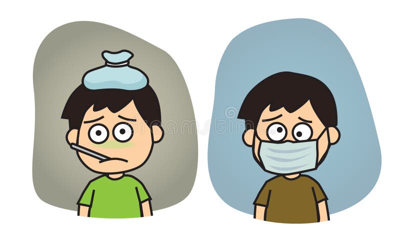 Boy Feeling Sick Illustration Stock Vector - Illustration of fever ...