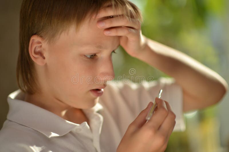 Boy fell ill with the flu stock photo. Image of portrait - 36699222