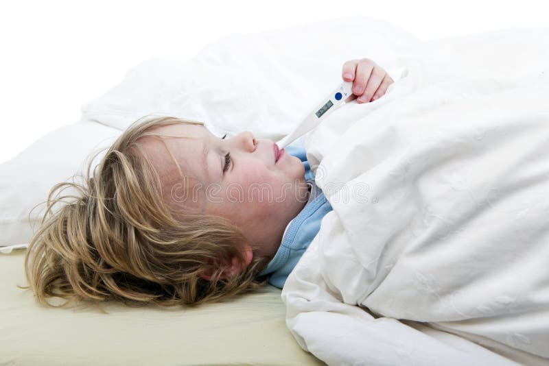 Boy with Fever stock photo. Image of cold, electronic - 22684896