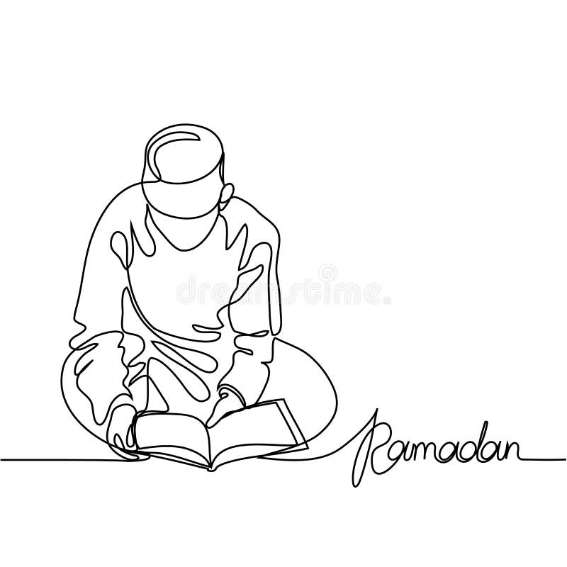 Boy in fez reading Koran stock vector. Illustration of people - 93720591