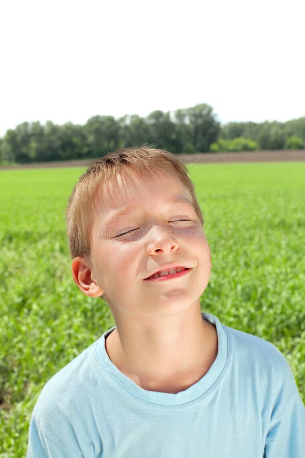 Boy in the field stock image. Image of smile, childhood - 23524369