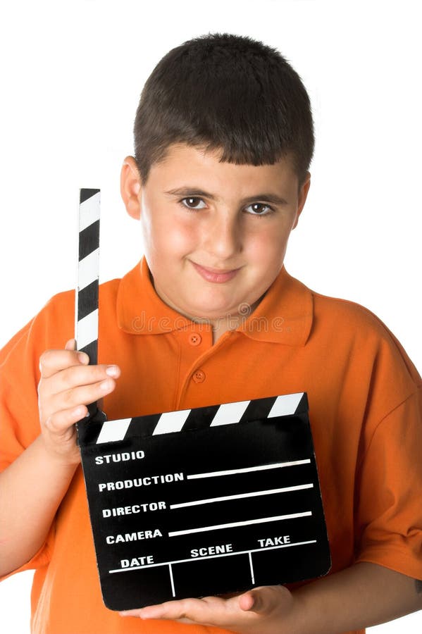 Boy with film slate stock photo. Image of slate, maker - 5076036