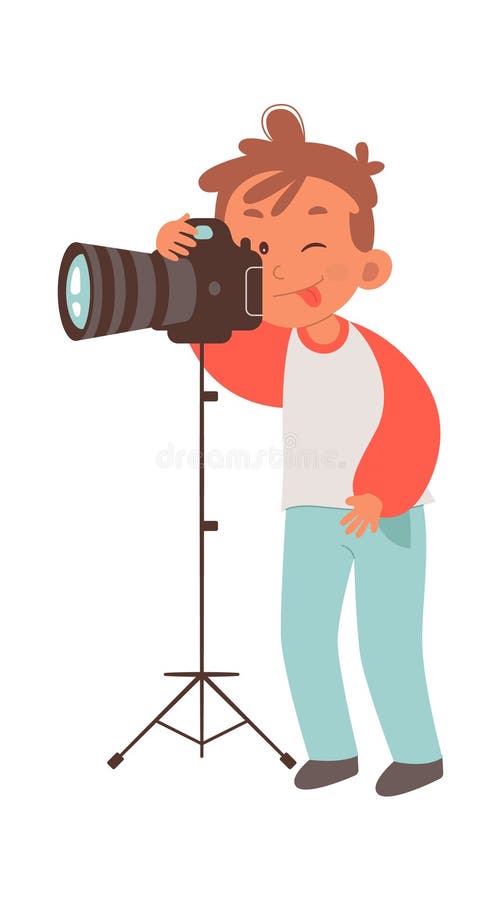 Boy Filming on Camera stock vector. Illustration of video - 275526318