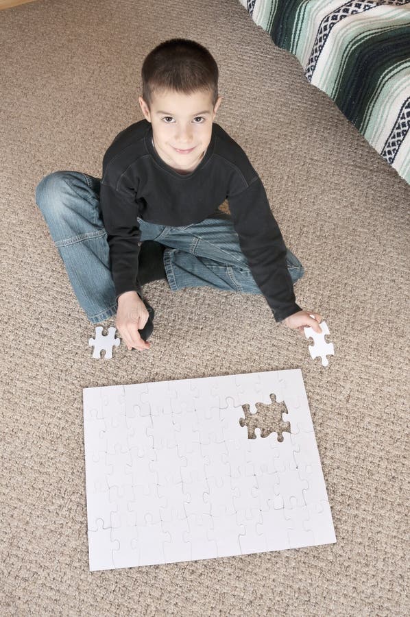 Boy Playing Blank Puzzle Game Stock Image - Image of difficulty, learn ...