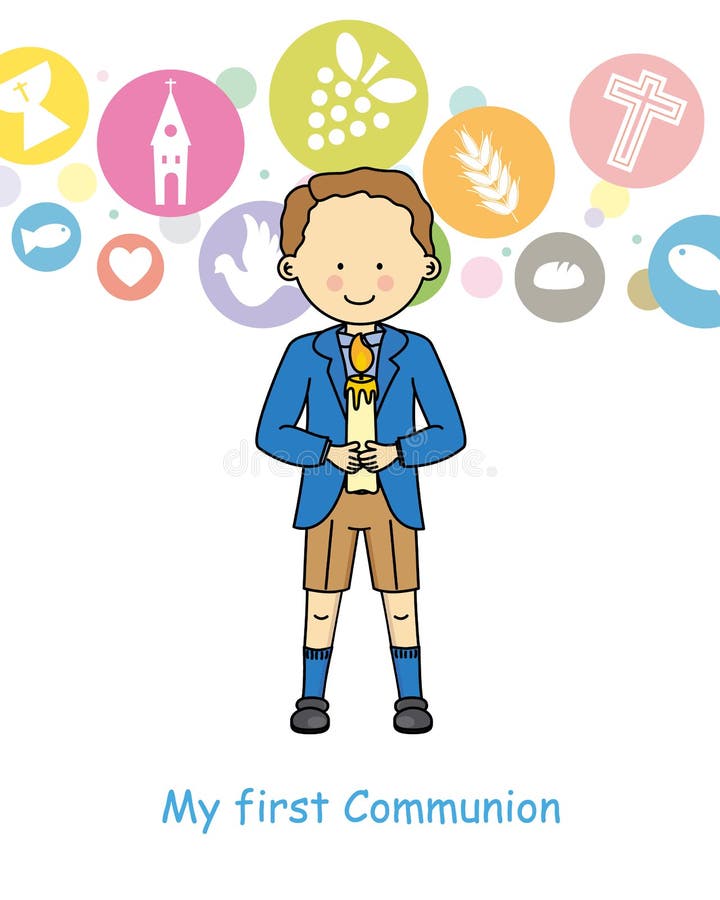 Boy first Communion stock vector. Illustration of christianity - 52655315