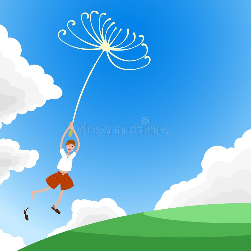 Boy flying in dreams stock illustration. Illustration of preschool ...