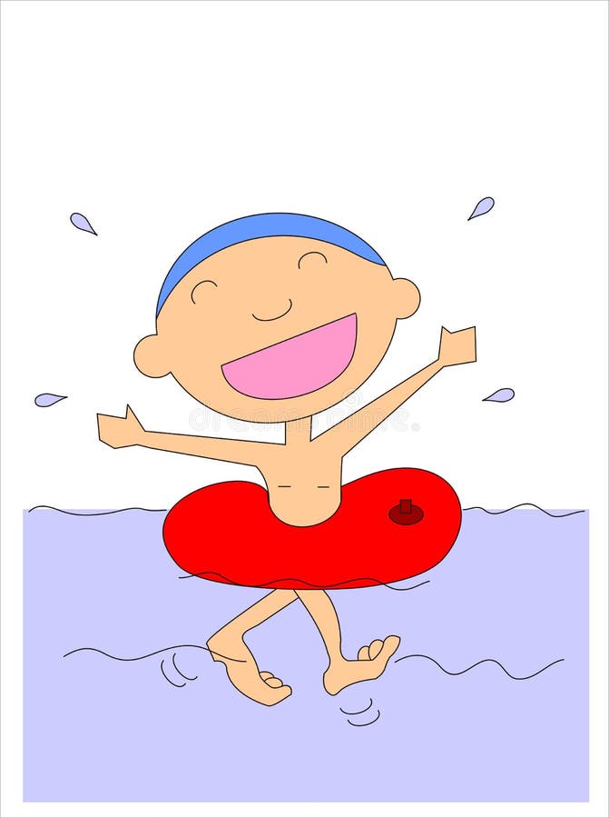 Boy with float stock vector. Illustration of laugh, drawing - 30837192