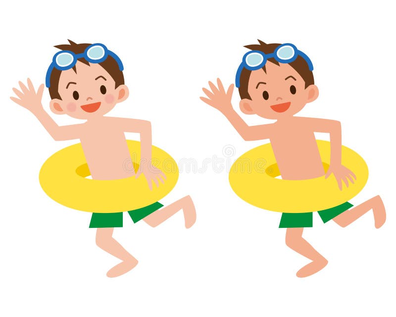 Boy with float stock vector. Illustration of laugh, heat - 30837192