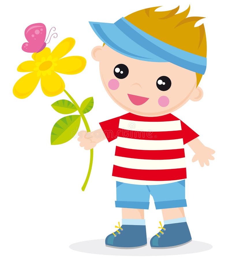 Child with a flower stock vector. Illustration of flower - 5509794